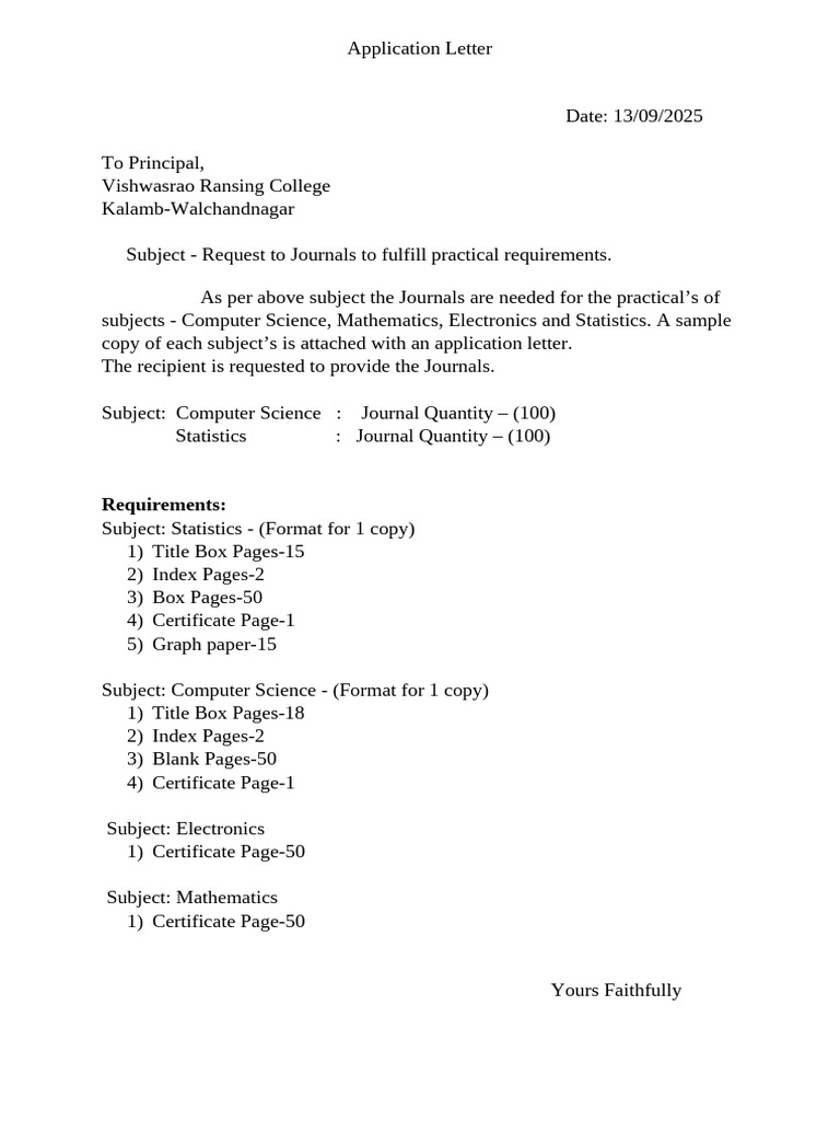 Application Letter Journal | PDF