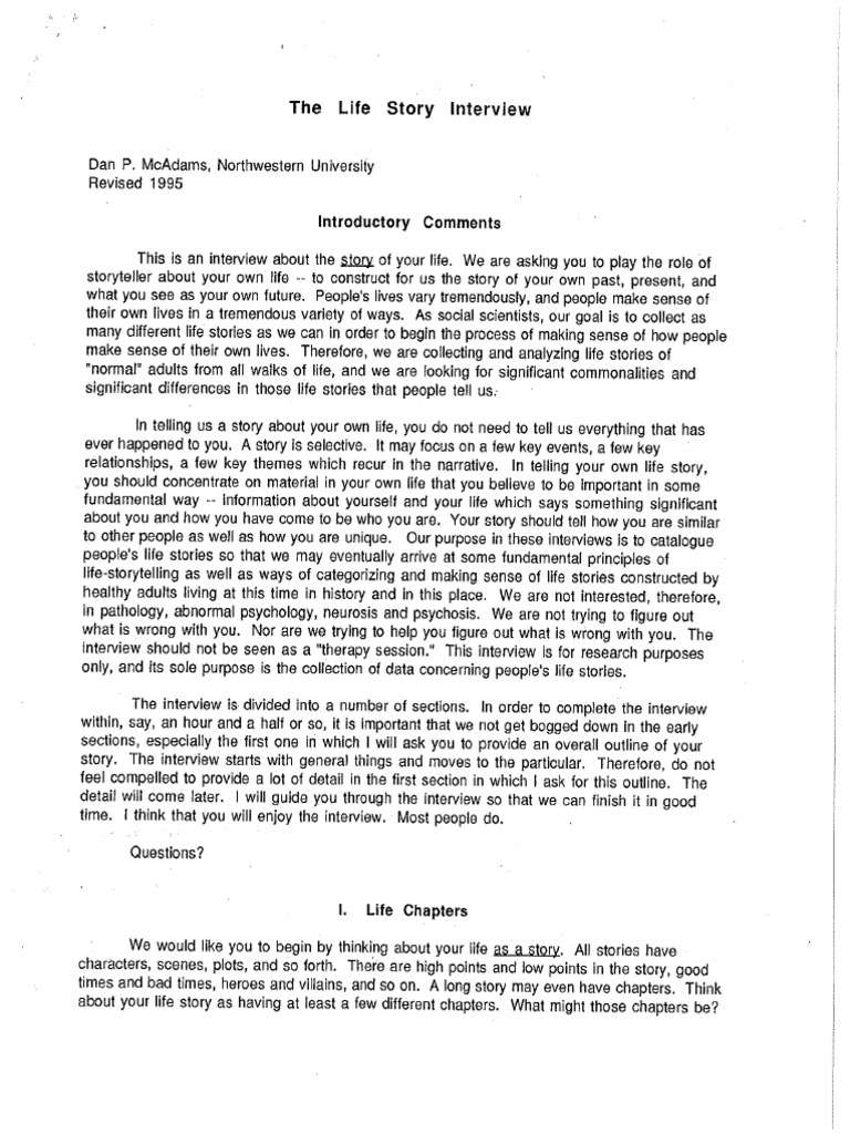 The Life Story Interview 1995 | PDF