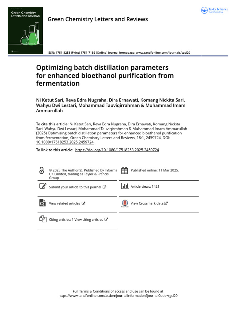 Optimize Bioethanol Purification Process | PDF | Distillation | Ethanol