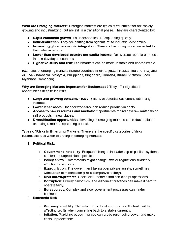 Risks in Emerging Markets | PDF | Walmart | Risk