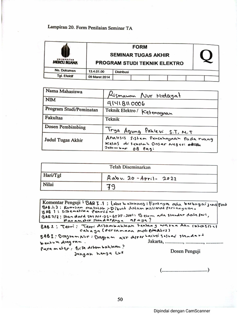 Form Penilaian Sempro | PDF