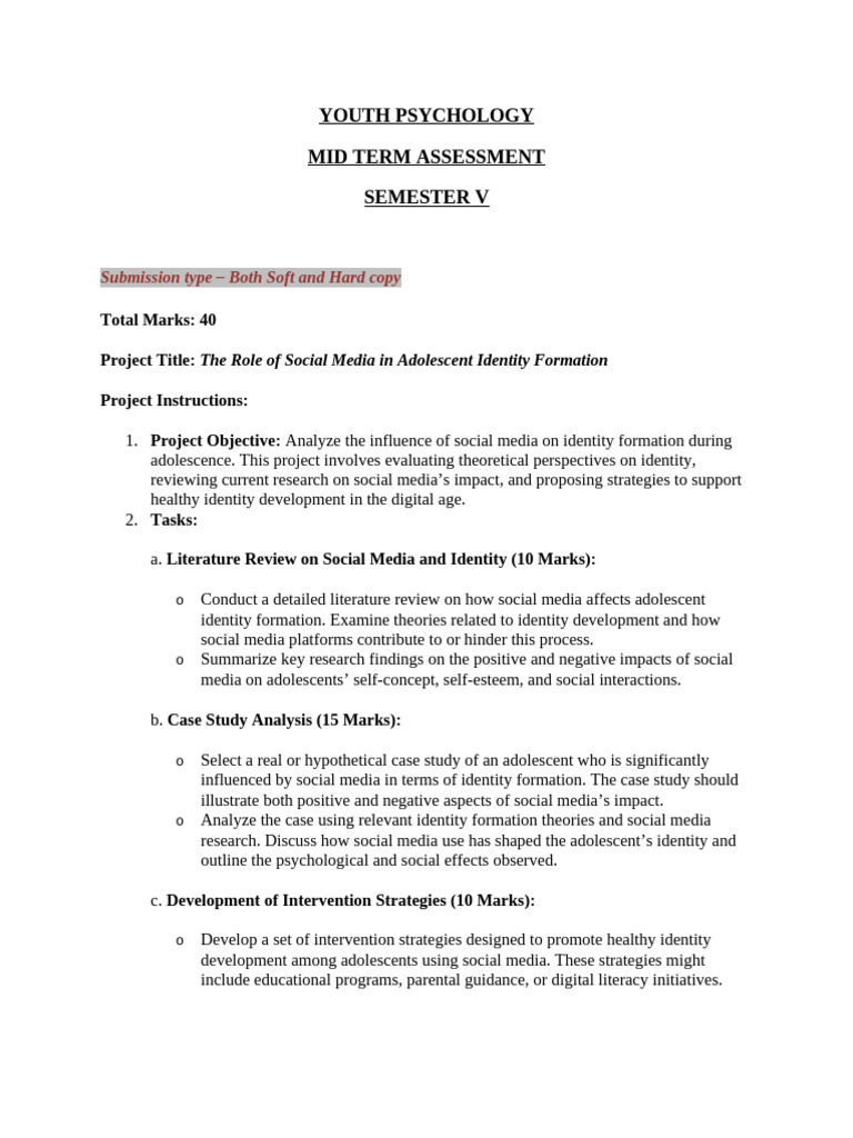 Youth Psychology Mid Term Project | PDF | Psychological Resilience ...
