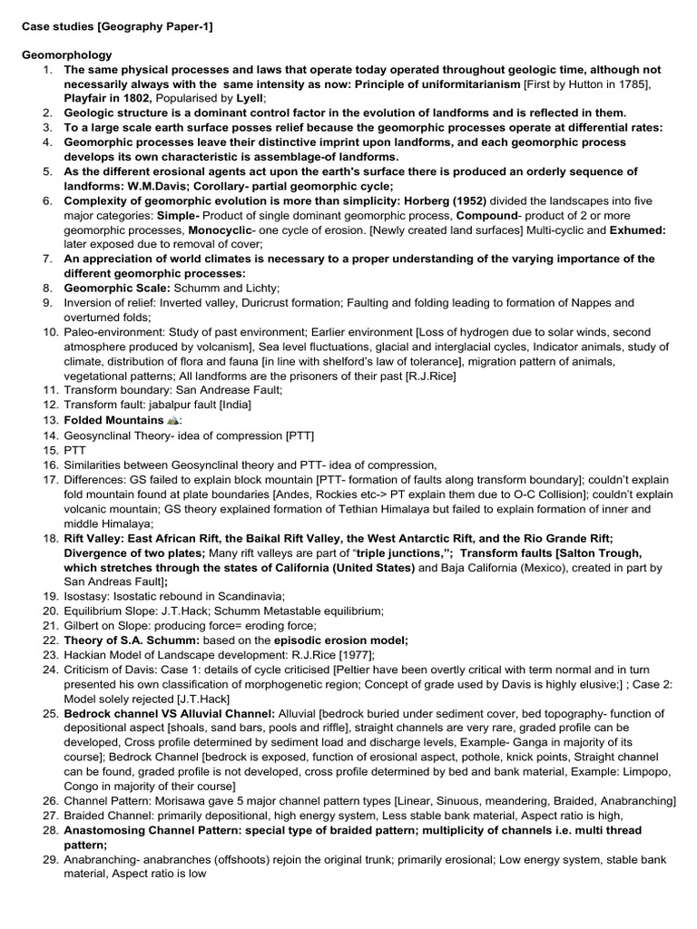 (Geography Paper-1) Case Studies | PDF | Atlantic Ocean | Geomorphology
