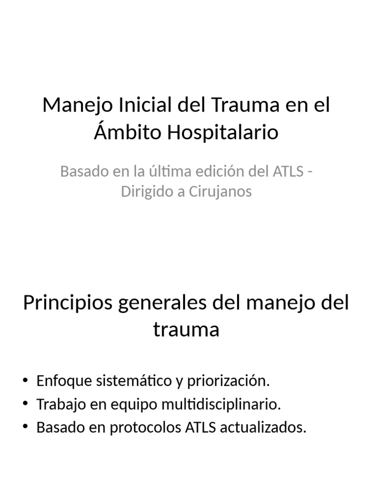 Manejo Inicial Trauma ATLS | PDF