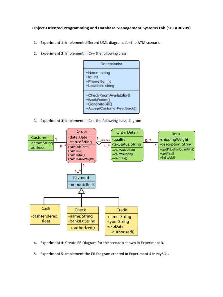 OOP DBMS LabExperiments | PDF