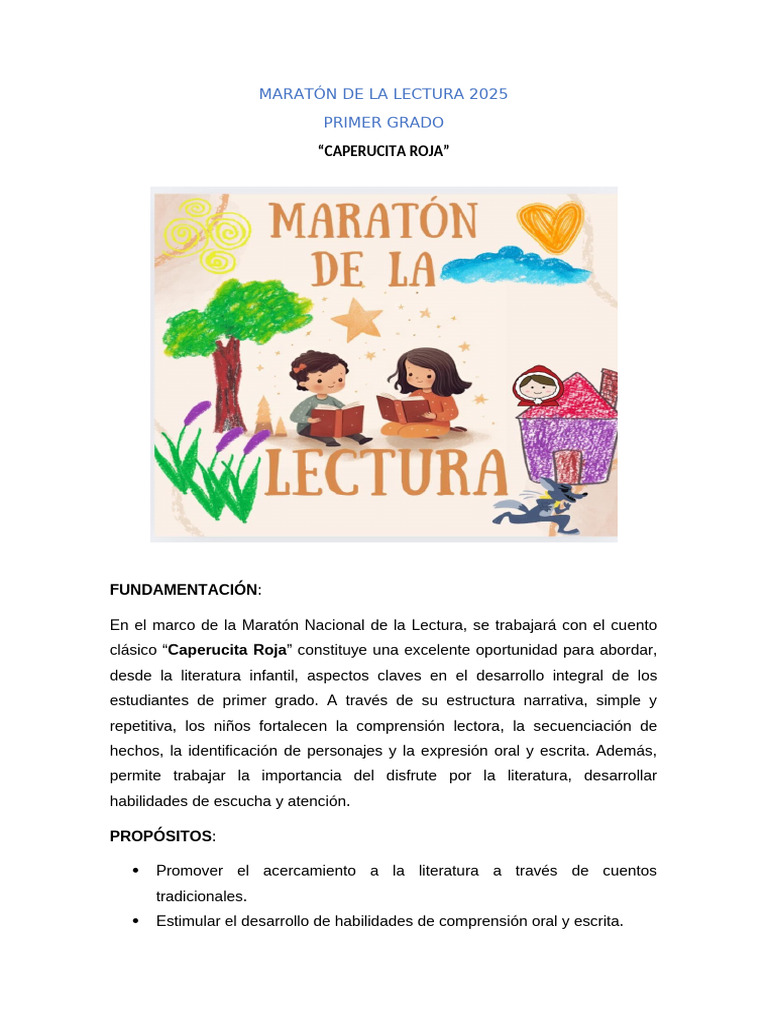 Maratón de Lectura: Caperucita Roja | PDF | Caperucita Roja | Cuentos