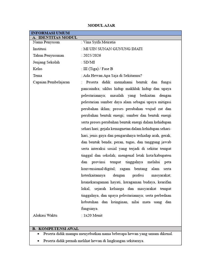 Modul Ajar Microteaching IPAS Final-Vina Syifa | PDF