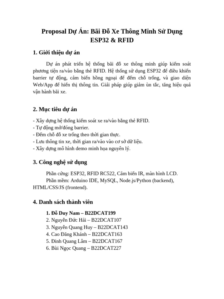 Proposal IOT Nhom2 | PDF