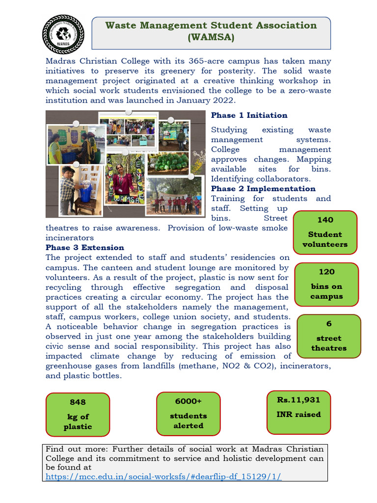 Madras Christian College Waste Initiative | PDF | Waste Management ...