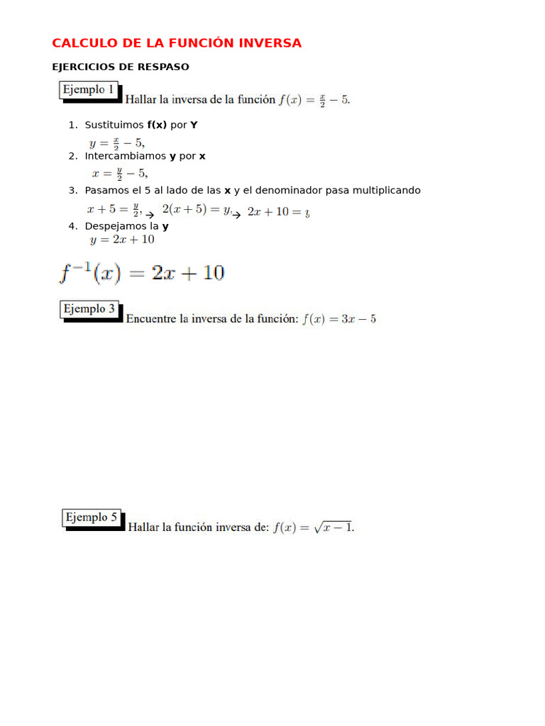 Calculo de La Función Inversa | PDF