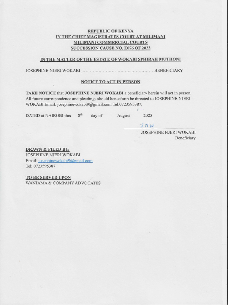 Notice To Act in Person | PDF