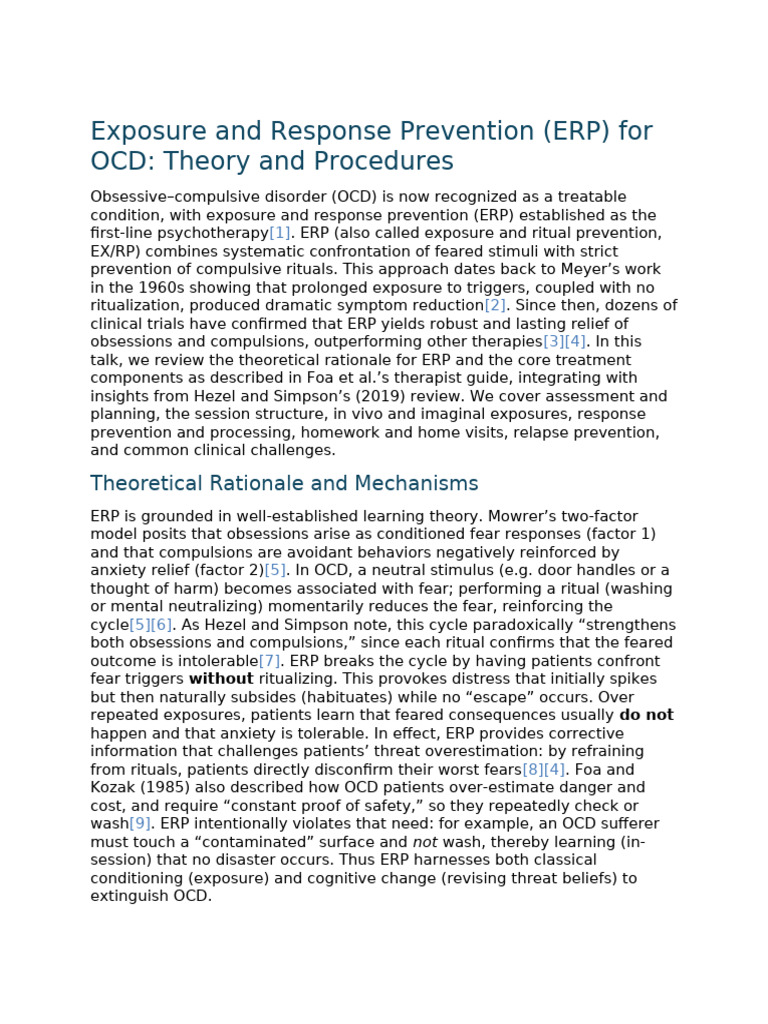 ERP for OCD: Theory and Techniques | PDF | Obsessive–Compulsive ...