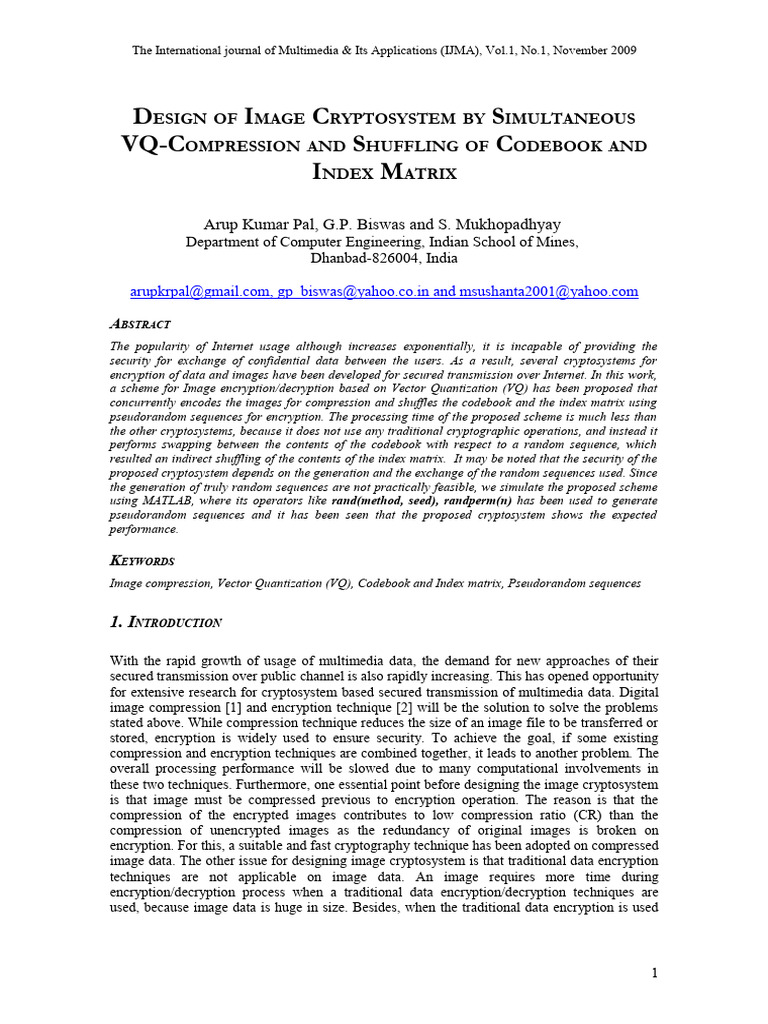 Design of Image Cryptosystem by Simultaneous Vq-Compression and ...
