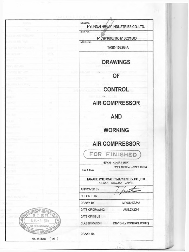 Tanabe Working Air Compressor Final Drawings | PDF | Valve | Switch