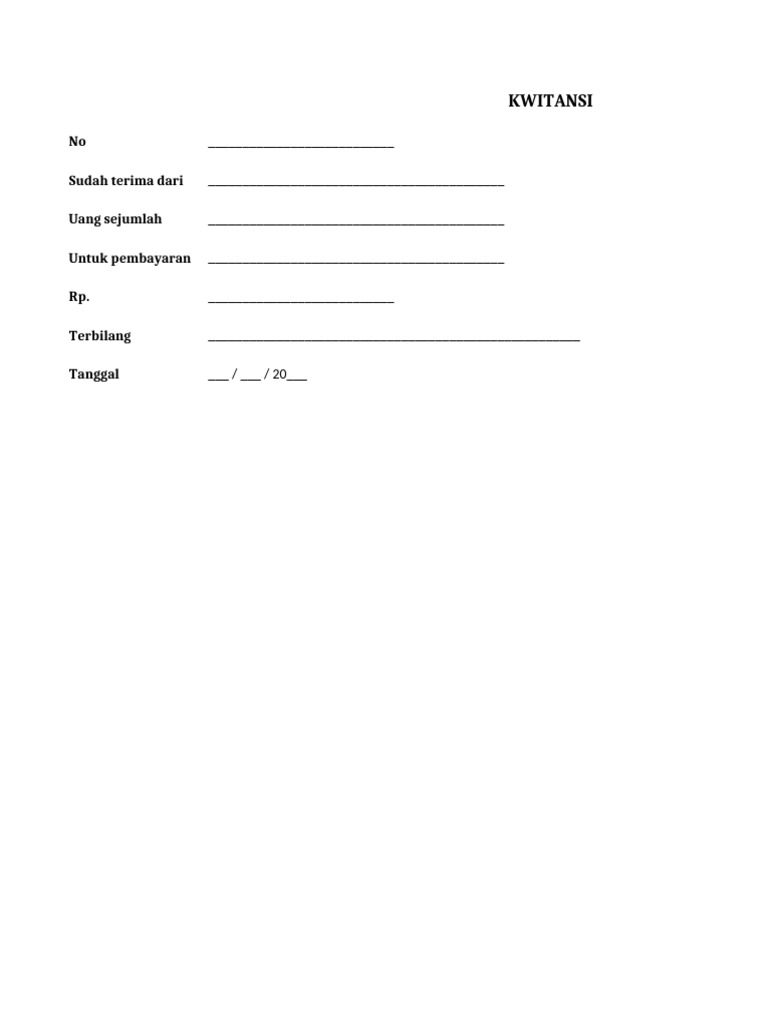Contoh Kwitansi Pembayaran Resmi | PDF