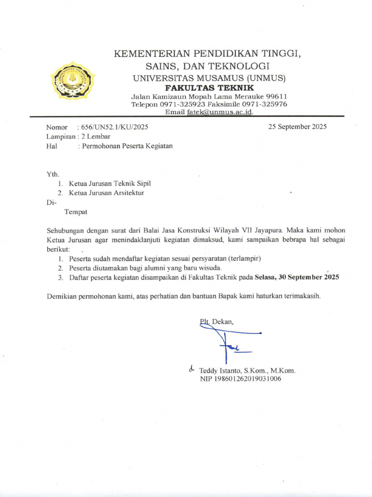 656 - Permohonan Peserta Kegiatan | PDF