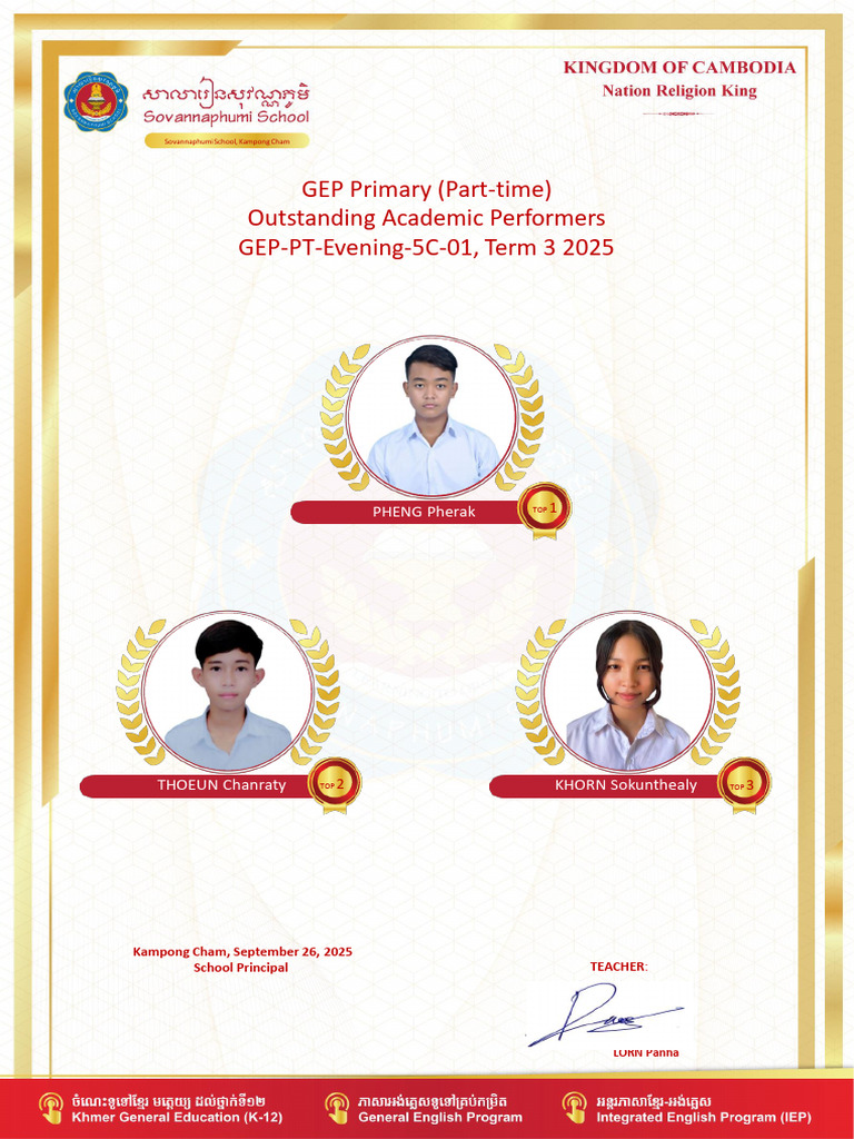 Gep Honor Roll Chart - 5c Term III | PDF