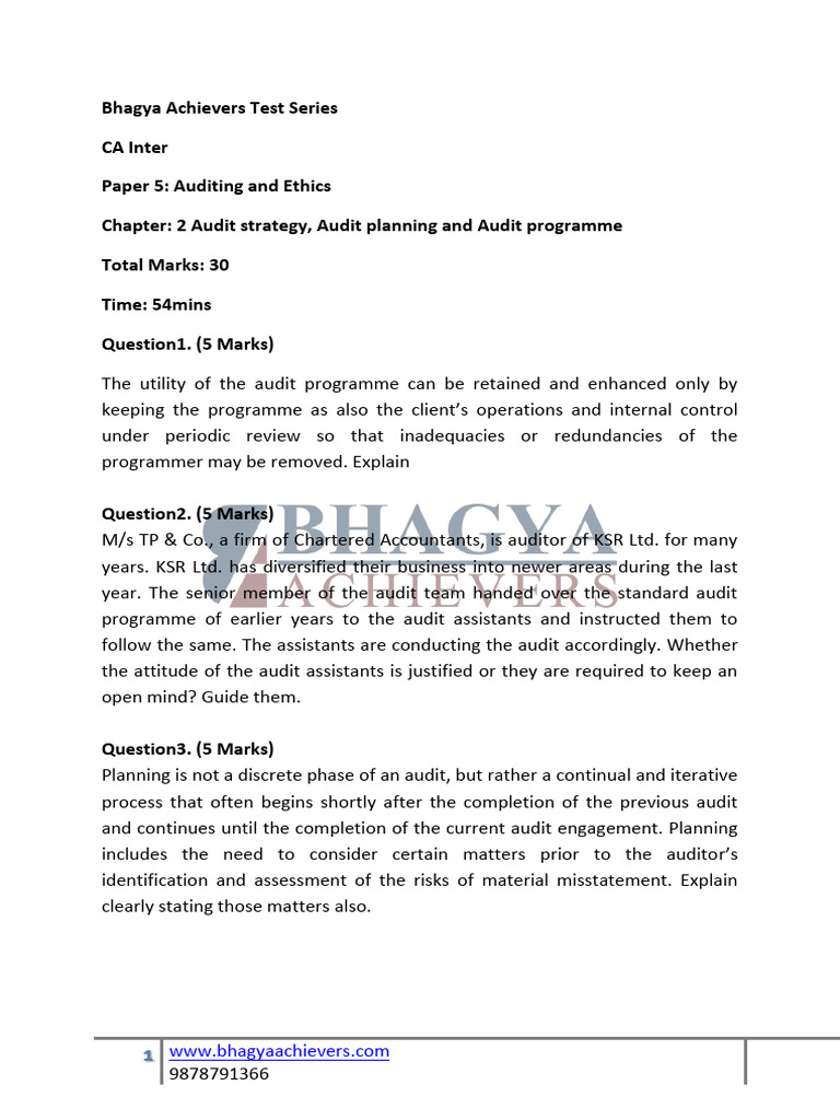 1715242528Ch - 2 Audit Strategy, Audit Planning and Audit Programme CTS ...