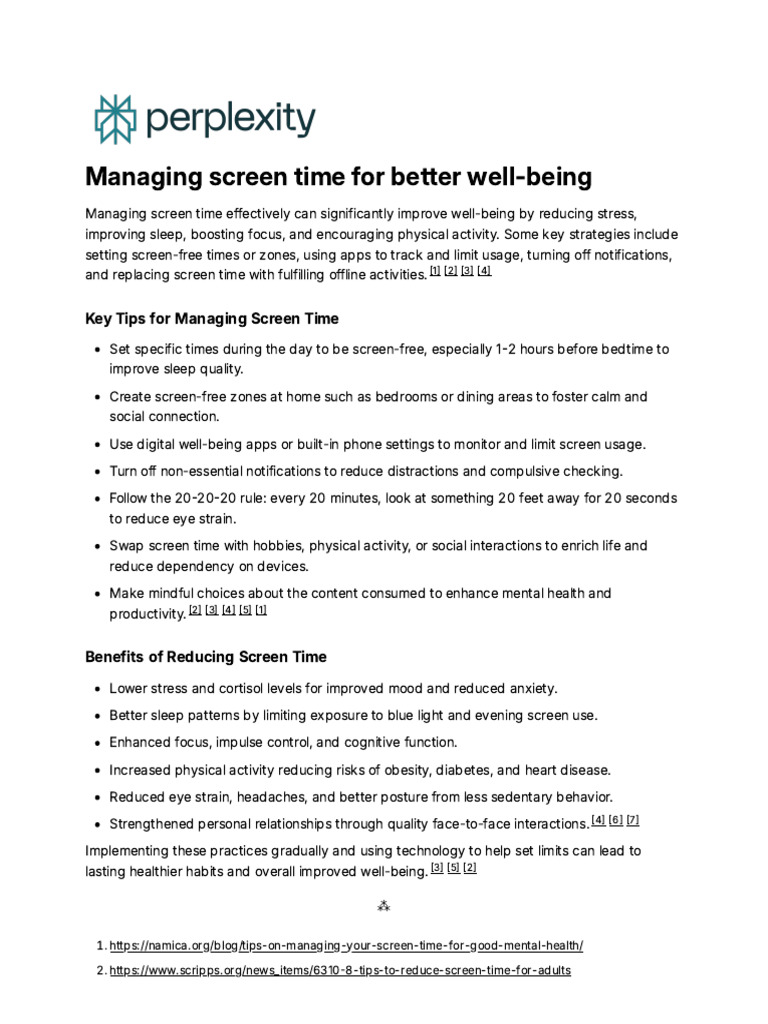 Effective Screen Time Management Tips | PDF | Mental Health ...