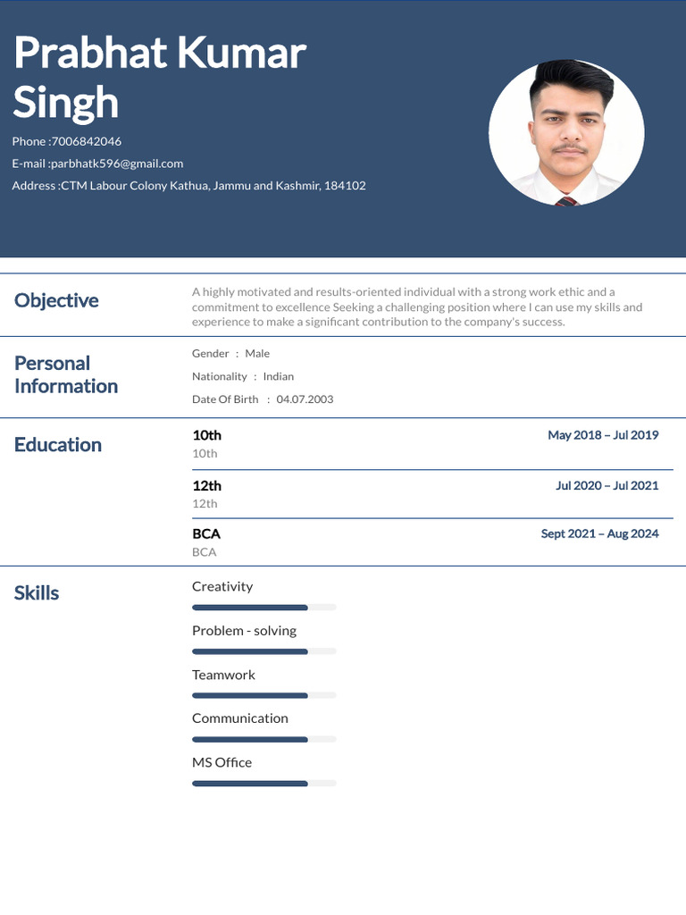 Prabhat Kumar Resume 180 | PDF