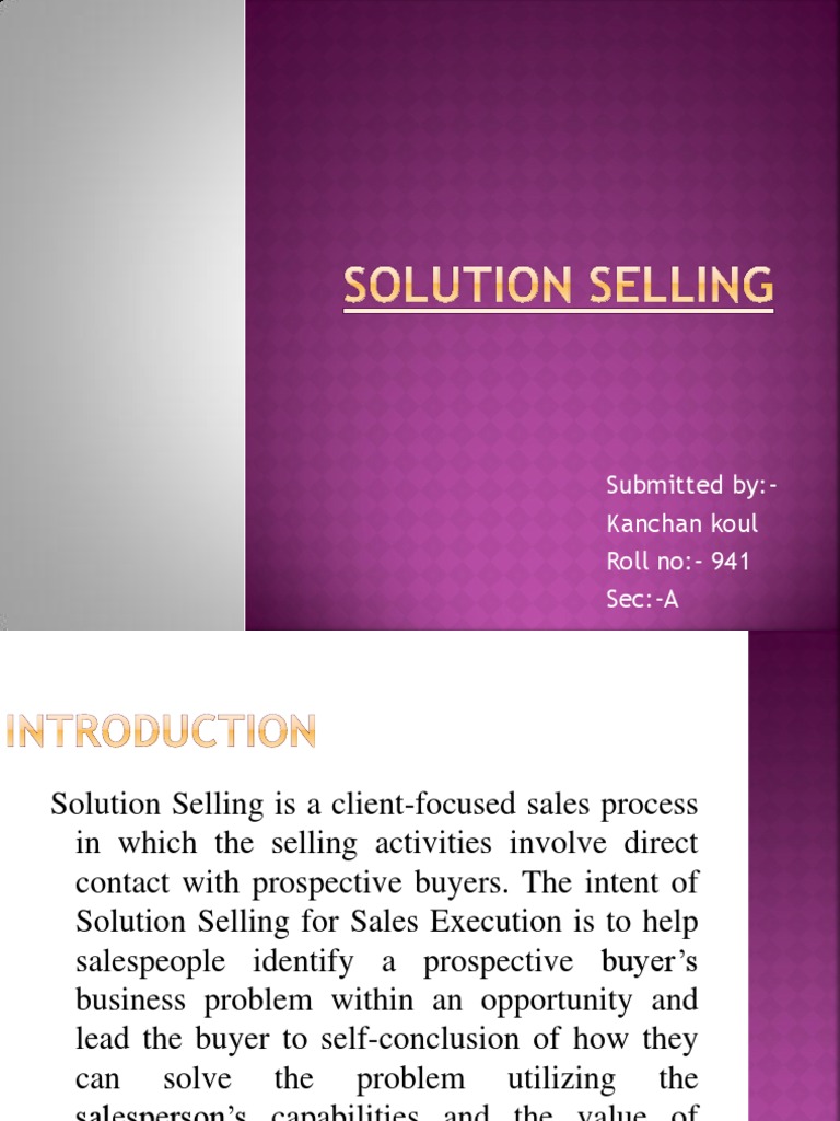Solution Selling | PDF | Sales | Business
