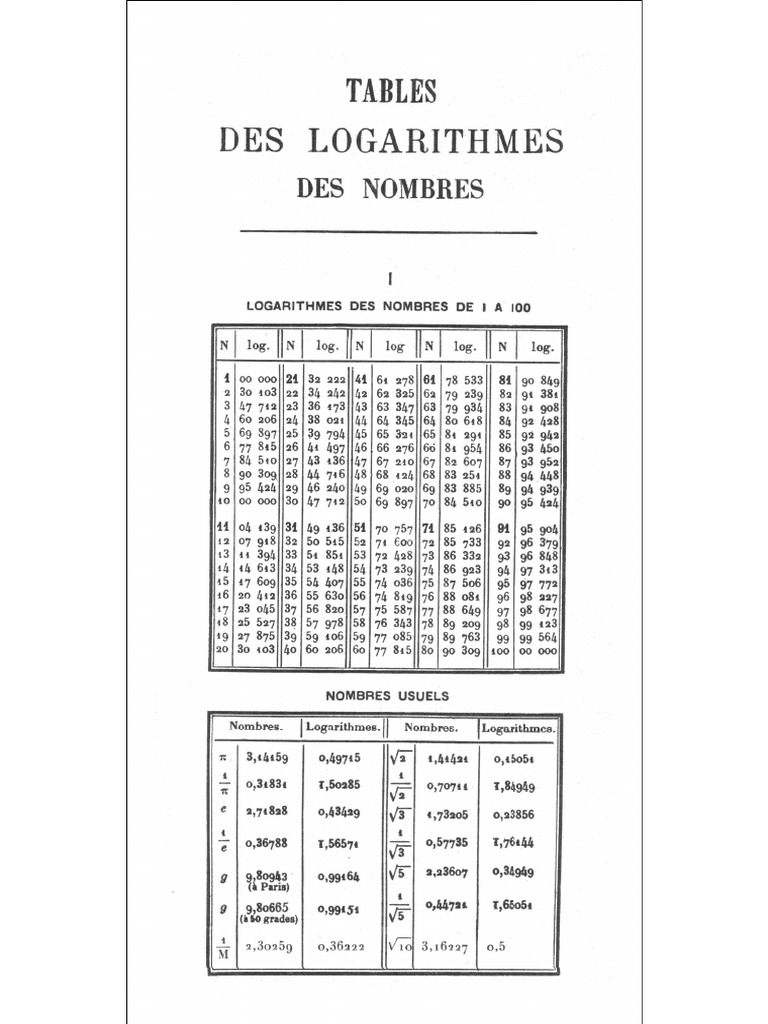 Table Logarithmes Decimaux | PDF