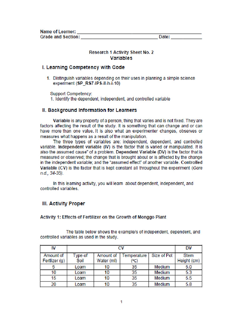 Research 7 Activity 2 | PDF