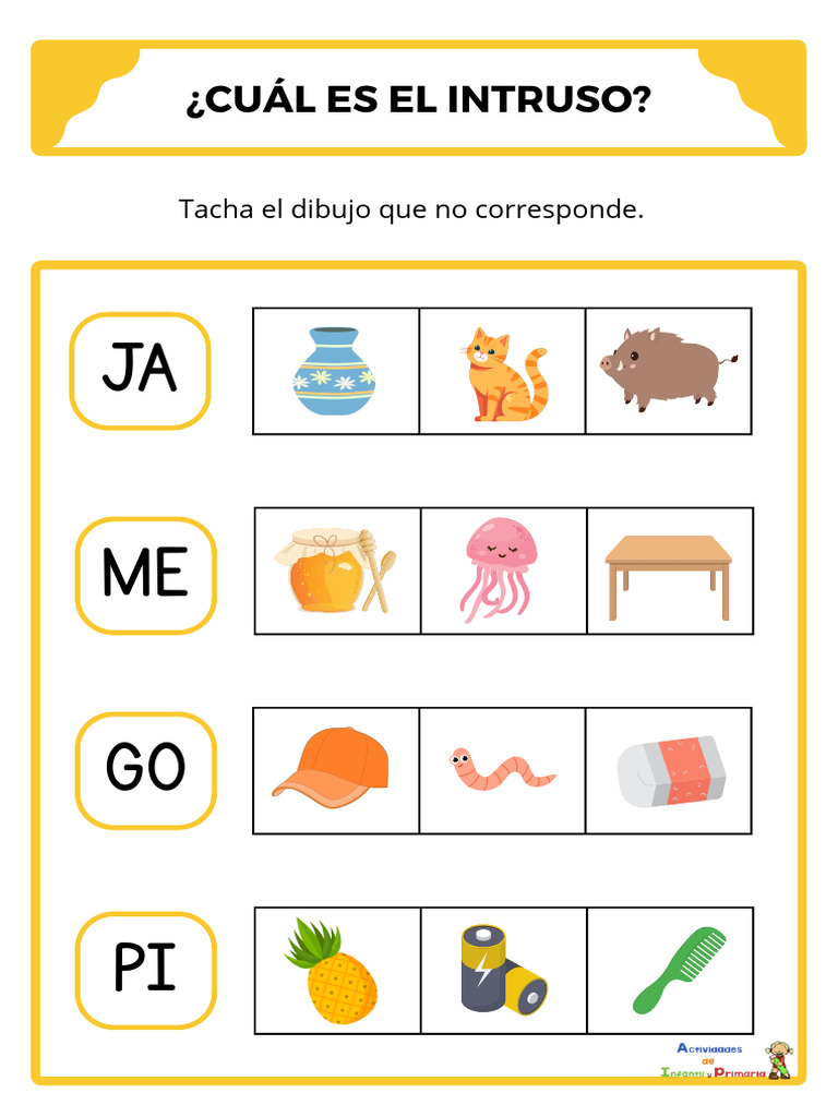 Conciencia Silabica Tacha El Intruso | PDF