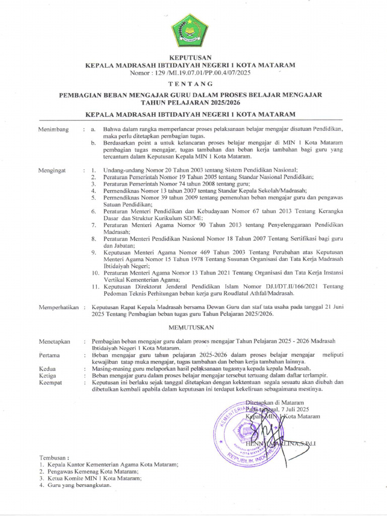SK Pembagian Tugas 2025-2026 Ok | PDF