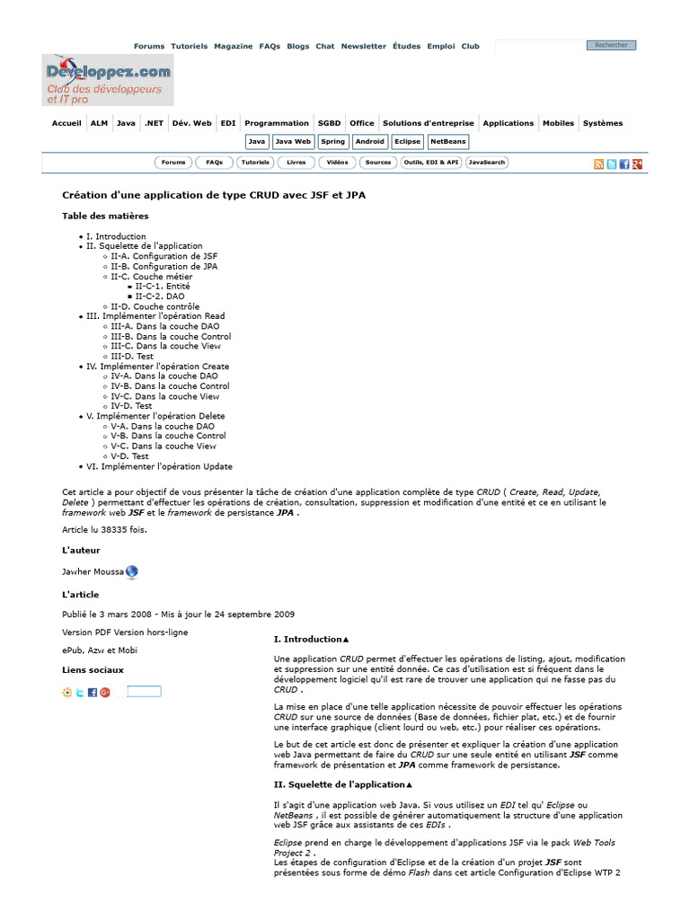 Création d'une application CRUD avec JSF | PDF | Eclipse (Logiciel ...