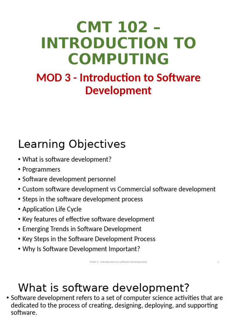 MOD 3 - Introduction To Software Development | PDF | Software Development | Software