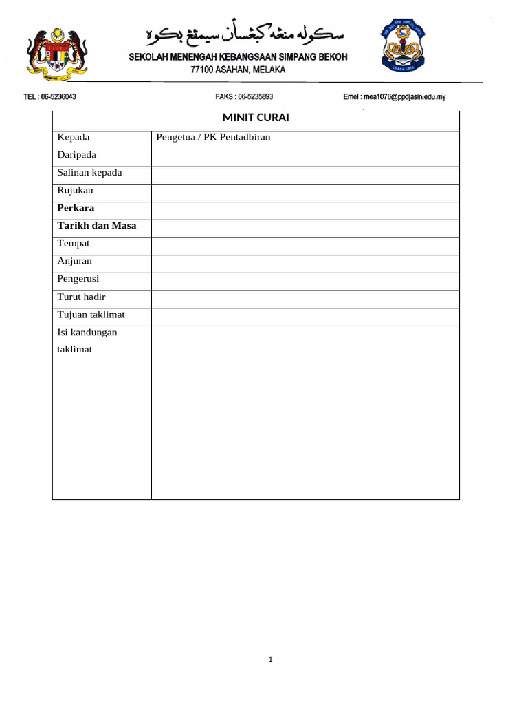 Tapak Minit Curai Sekolah | PDF