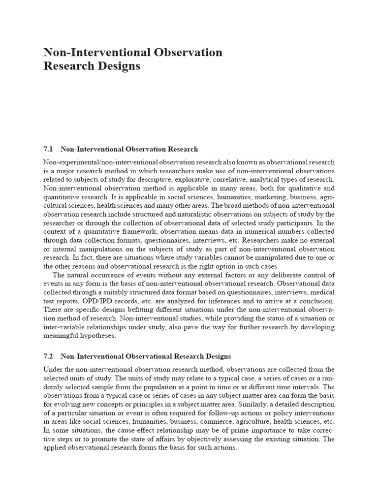Non-Interventional Observation Research | PDF | Cohort Study ...