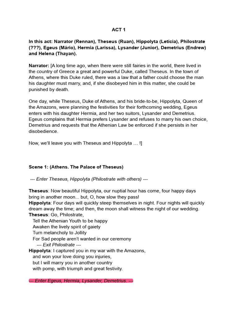 Midnight Summer's Dream - Act 1 | PDF | A Midsummer Night's Dream