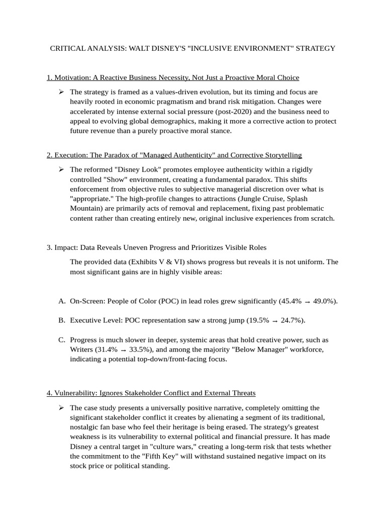 Disney's Inclusive Strategy Analysis | PDF