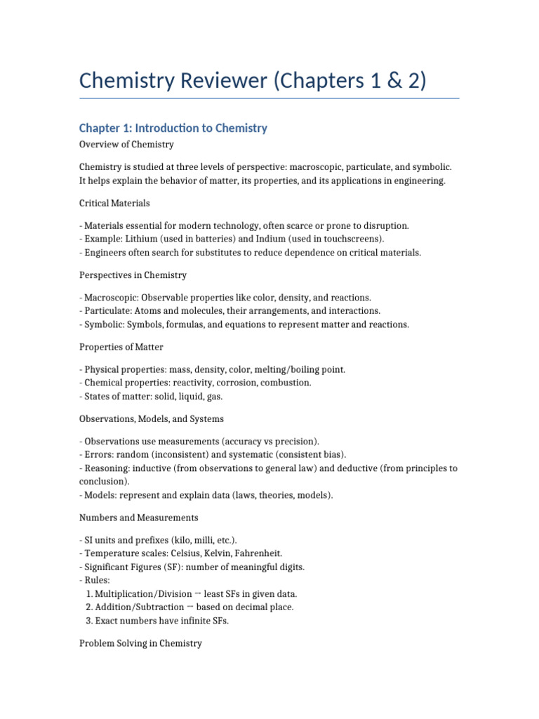 Romarate Chem Lec Reviewer Prelim 2025 | PDF | Ion | Atoms