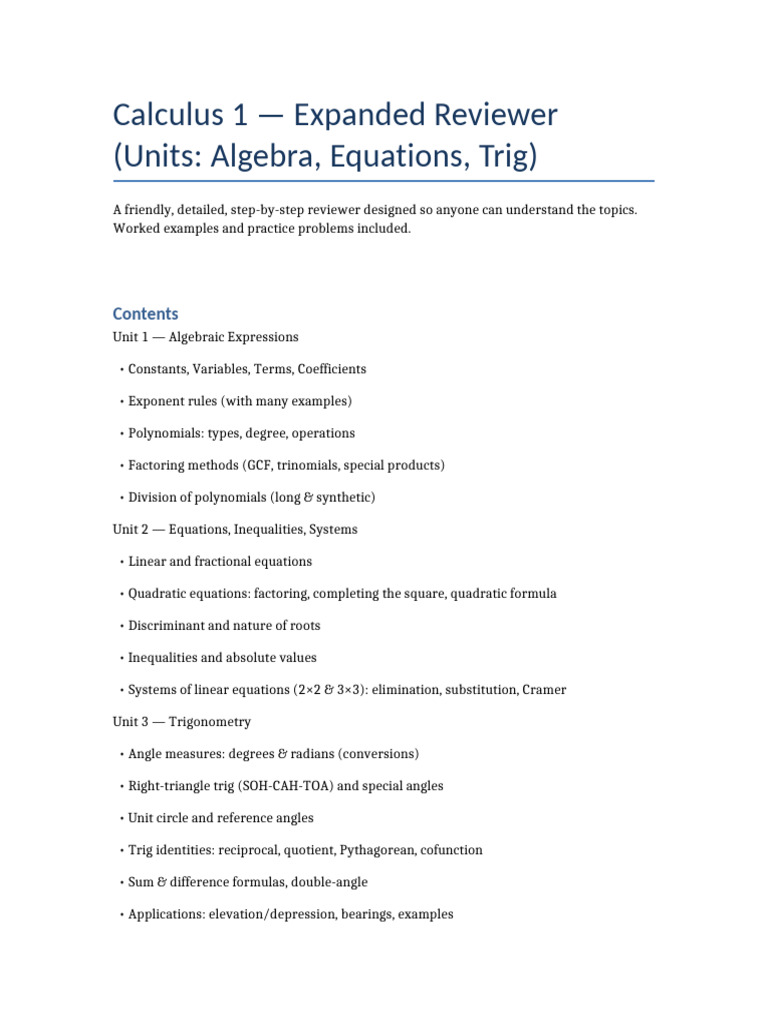 Calculus Expanded Reviewer | PDF | Polynomial | Equations