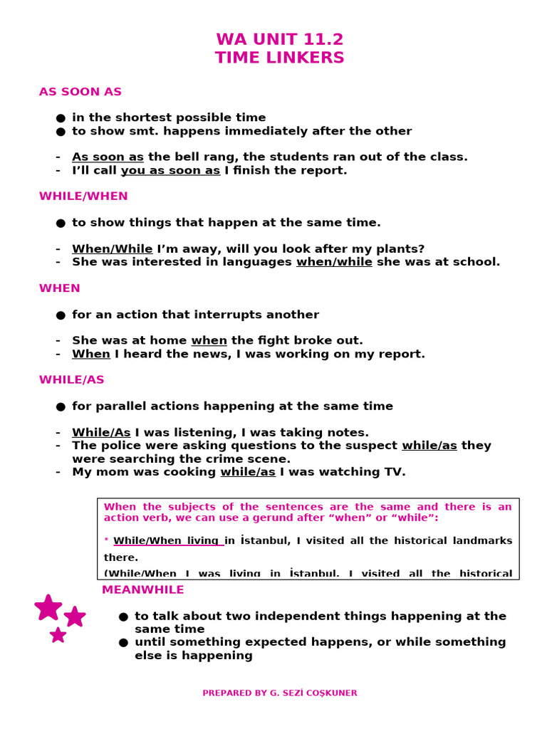 Wa Unit 11.2 Time Linkers | PDF | Grammar | Syntax