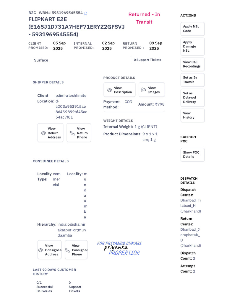 Delhivery - Package 5931969545554 Details | PDF