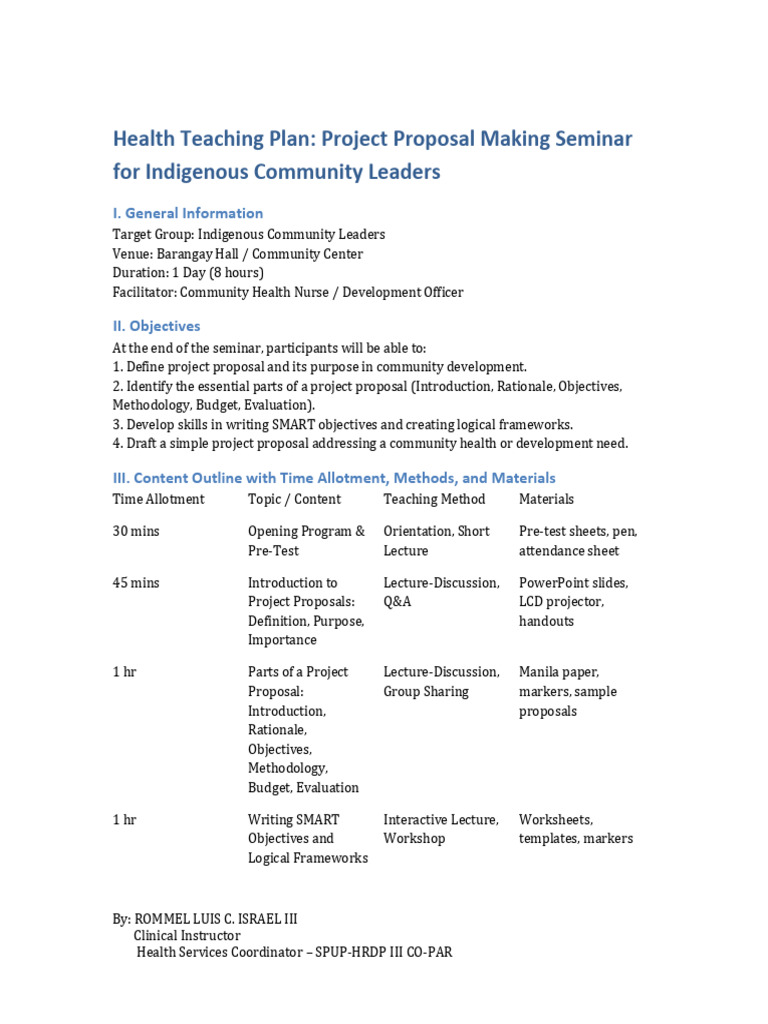 HTP Project Proposal Making For Indigenous Community Leaders | PDF | Evaluation | Lecture