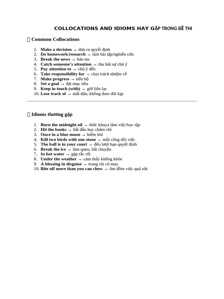 Collocations and Idioms | PDF