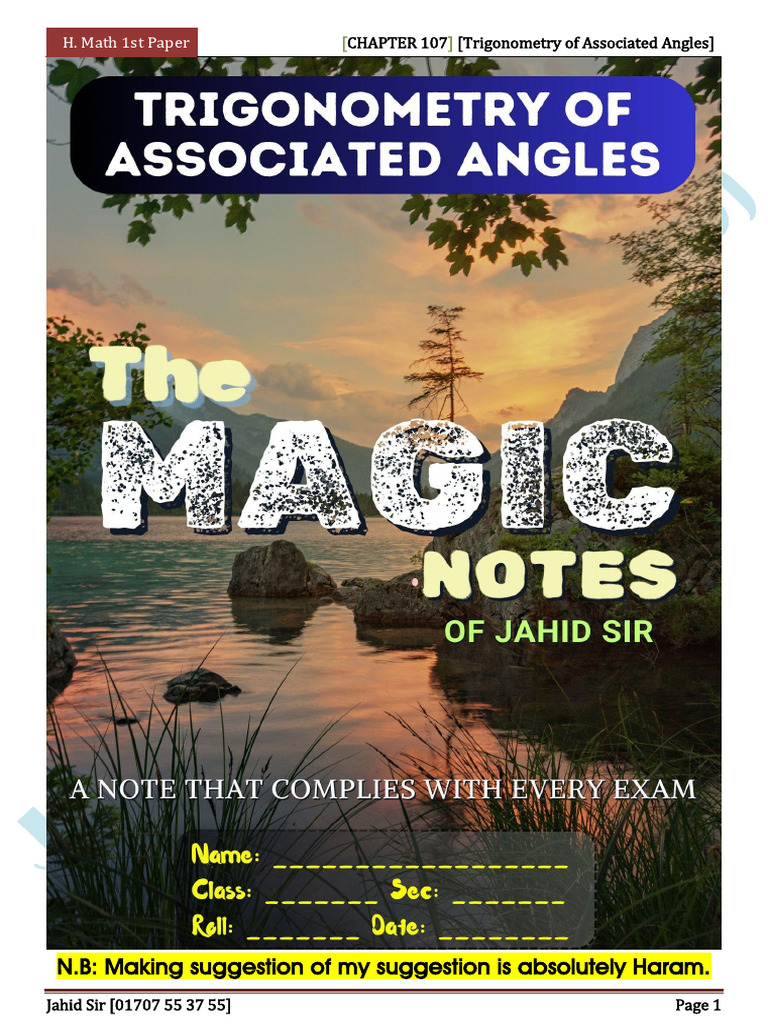 HSC Trigonometry "Magic Note Book " (Academic & Admission) HSC 2027 ...