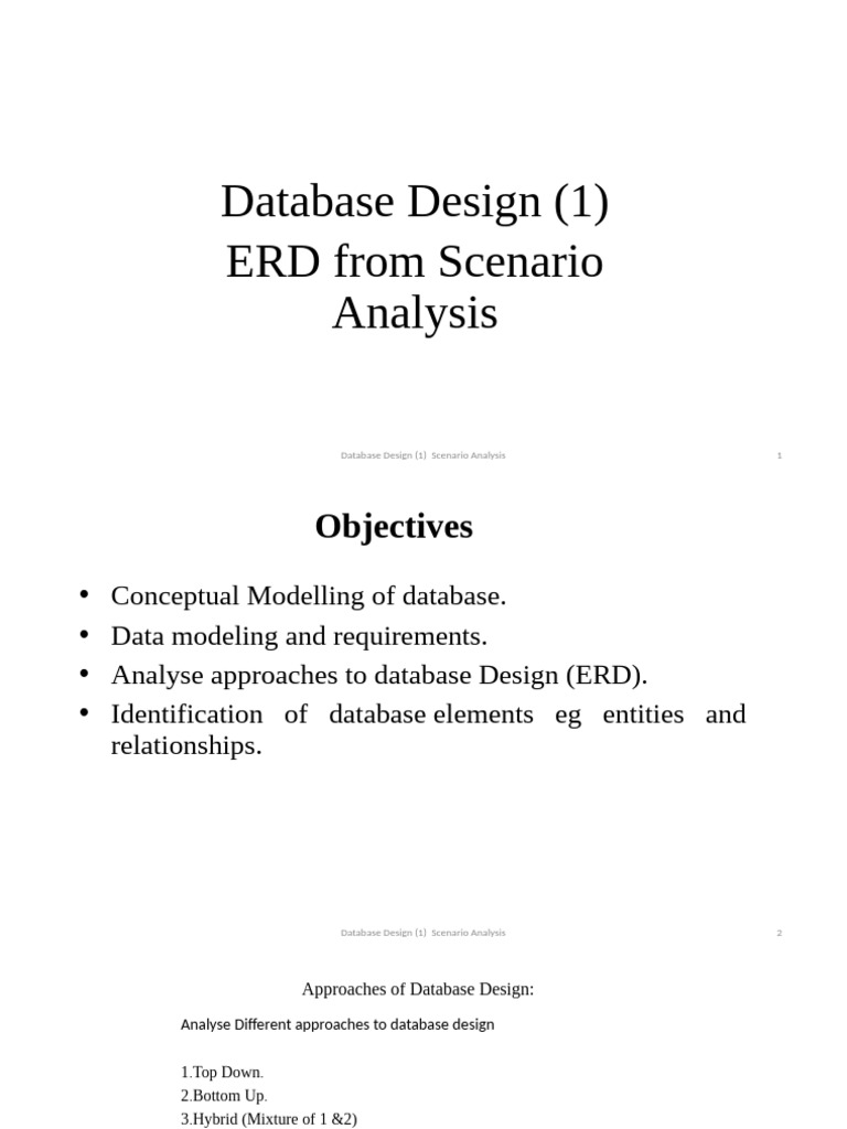 Lecture Database Design (1) ERD From Scenario Analysis | PDF | Conceptual Model | Database Design