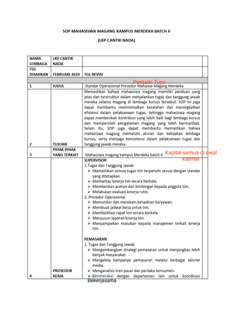 Revisi SOP | PDF