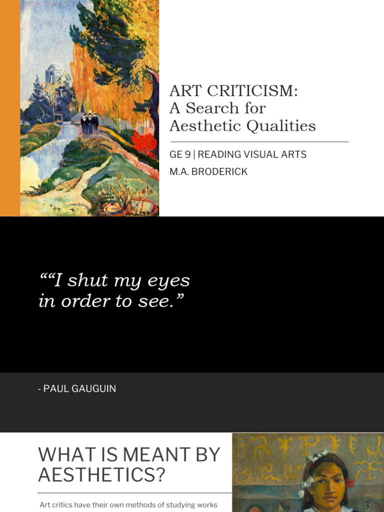 06 Art Criticism - A Search For Aesthetic Qualities | PDF | The Arts ...