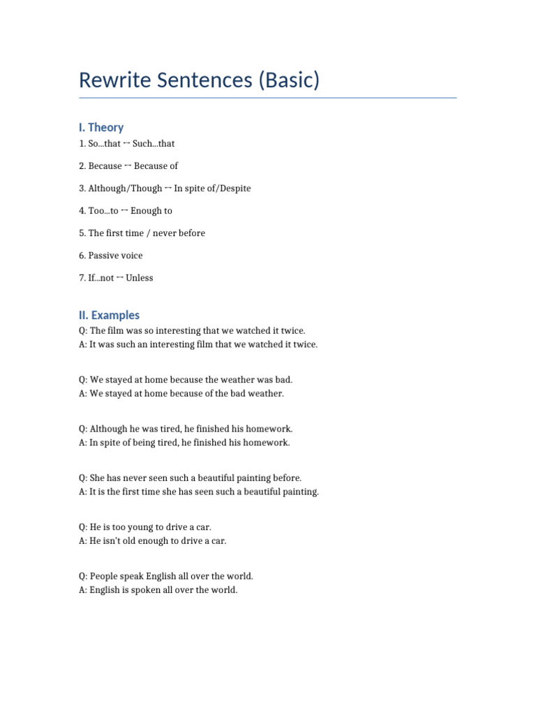 Rewrite Sentences Basic Expanded | PDF | Chess | Chess Theory