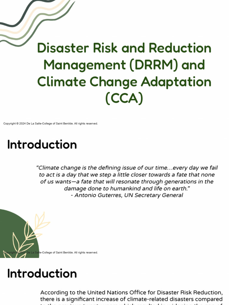 Disaster Risk and Reduction Management (DRRM) and Climate Change Adaptation (CCA) 1 | PDF ...