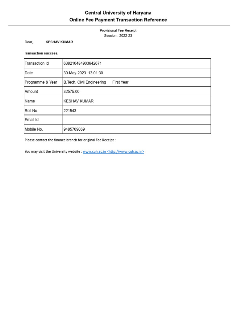Fee Recipt 2 | PDF