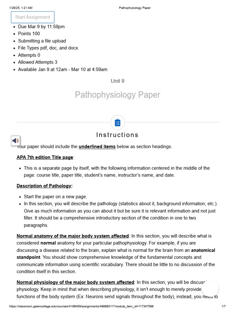 Pathophysiology Paper | PDF | Apa Style