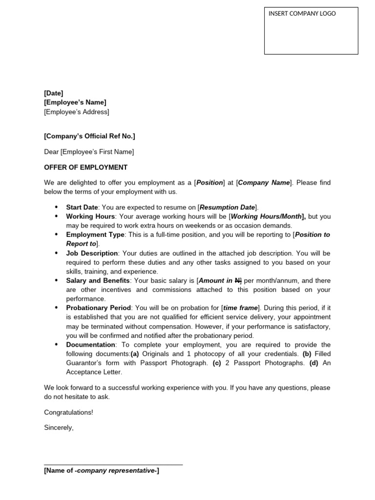 Employee Offer Letter (Ghdigitals) | PDF